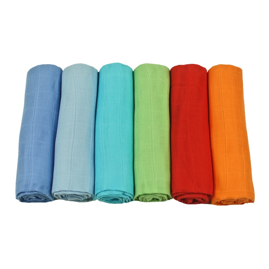 Bright Coloured Muslin Cloths | 6 Pack | Cheeky Wipes
